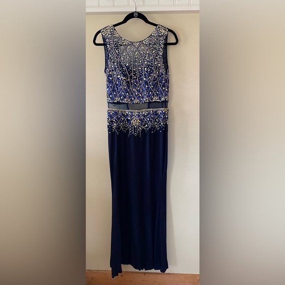 Temptations | Dresses | Temptation Navy Blue Prom Gown | Poshmark
